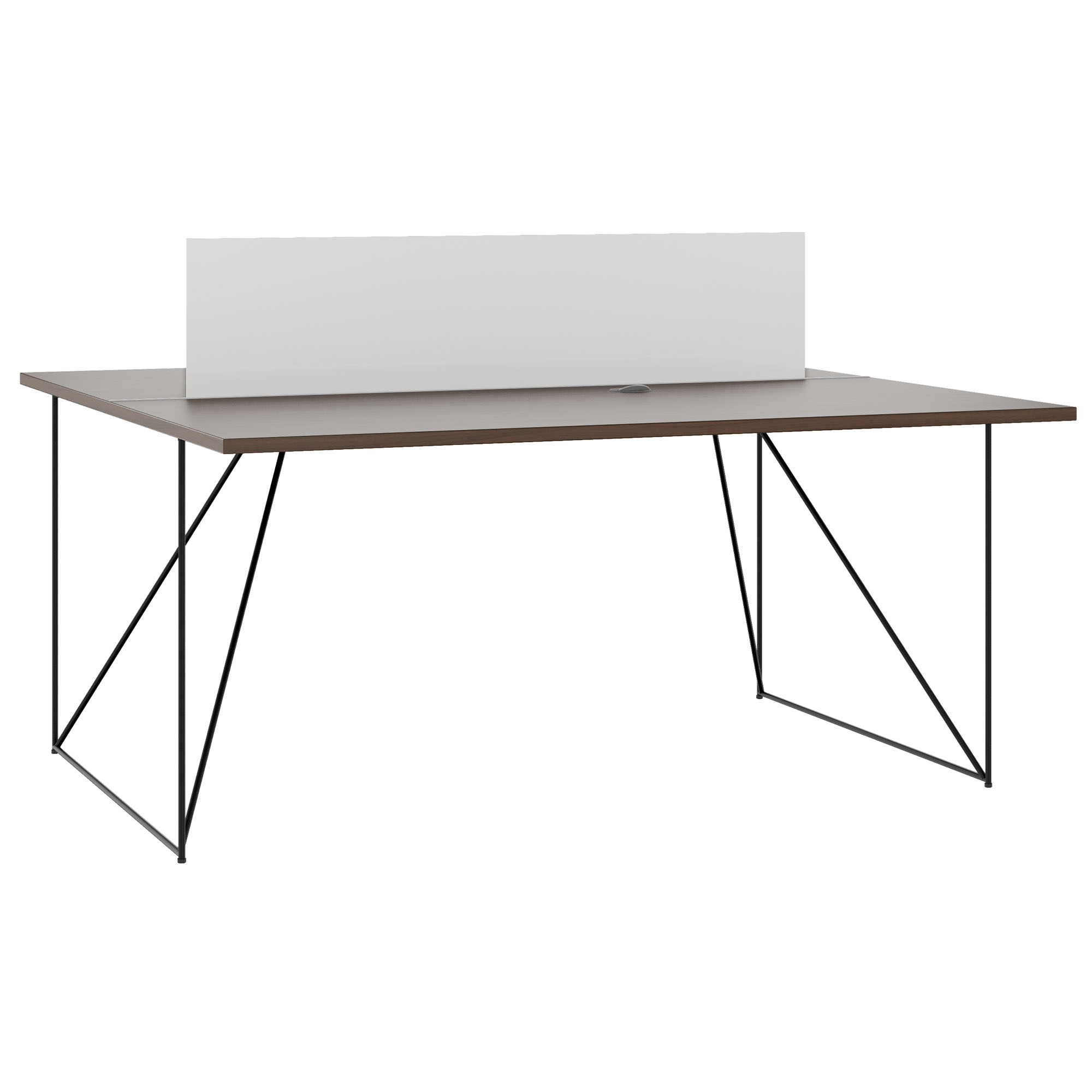 AIR DUO Team-Schreibtisch | 1600 x 1600 mm, elektrifiziert, Nussbaum ...