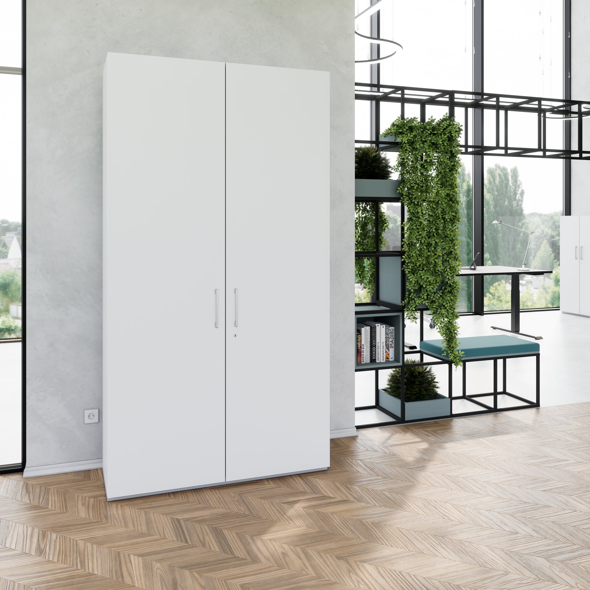 PRO Flügeltürenschrank | 6 OH, 800 - 1200 x 2250 mm, Soft-Close, Grau | WeberBÜRO