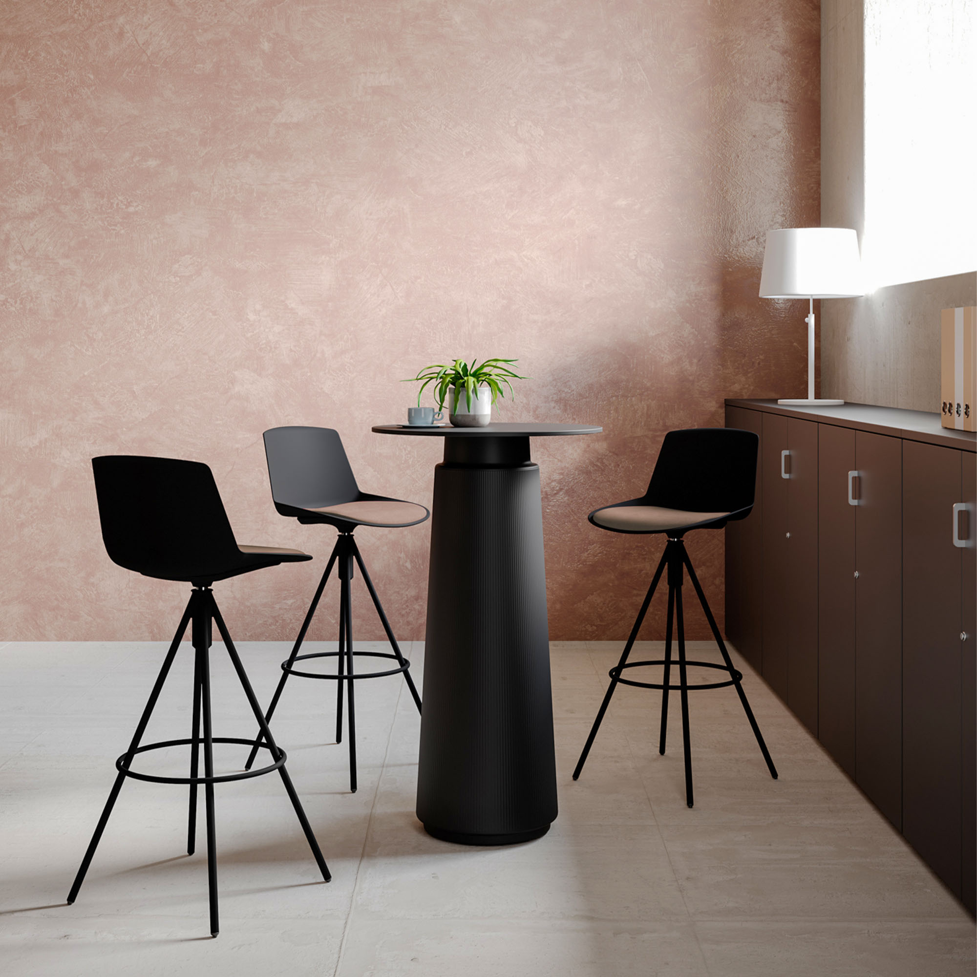 DORIA Hochtisch | 600-1000 mm, rund oder quadratisch, Säule | WeberBÜRO