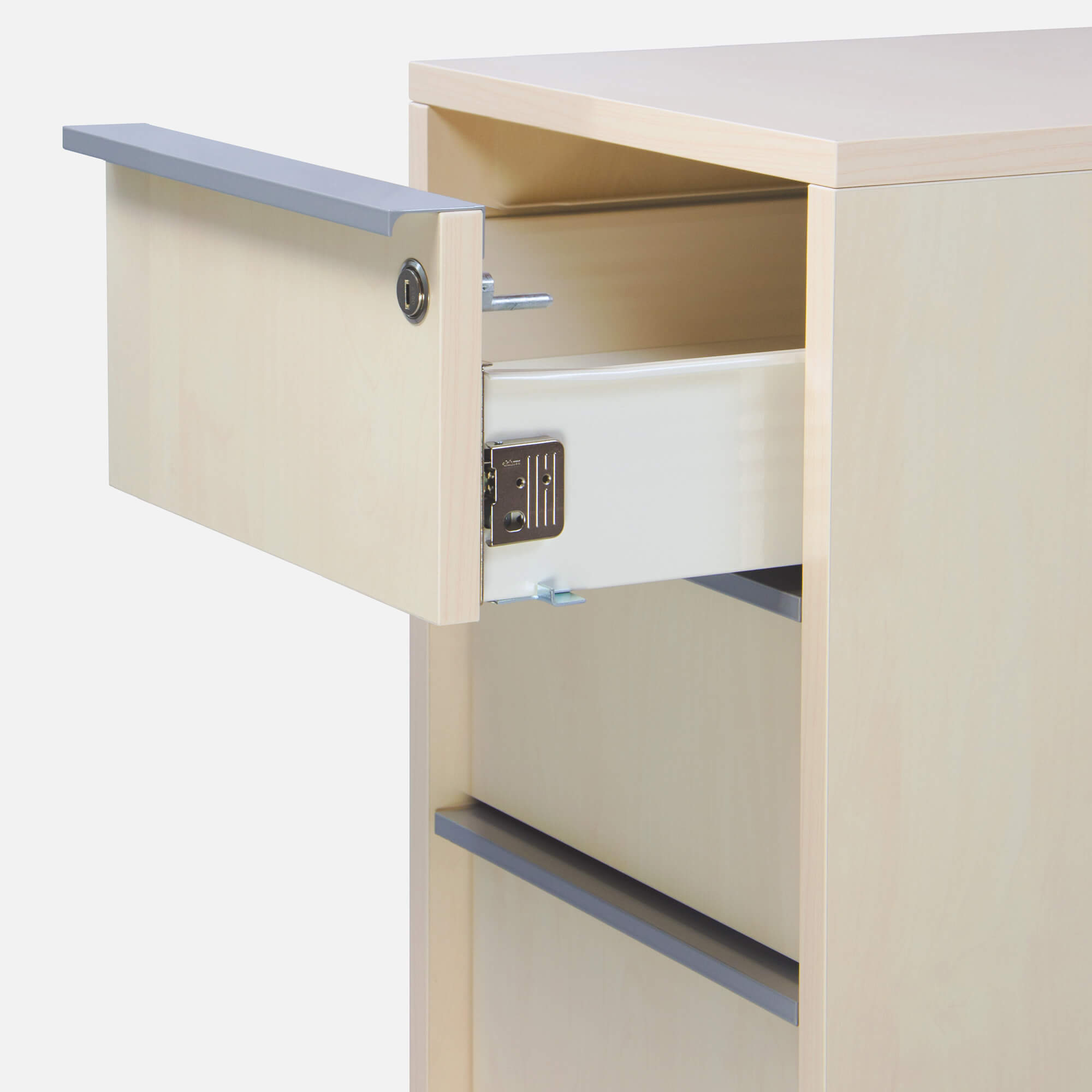 Rollcontainer NOVA extra schmal 600 mm tief Ahorn 3 Schubladen mit ...