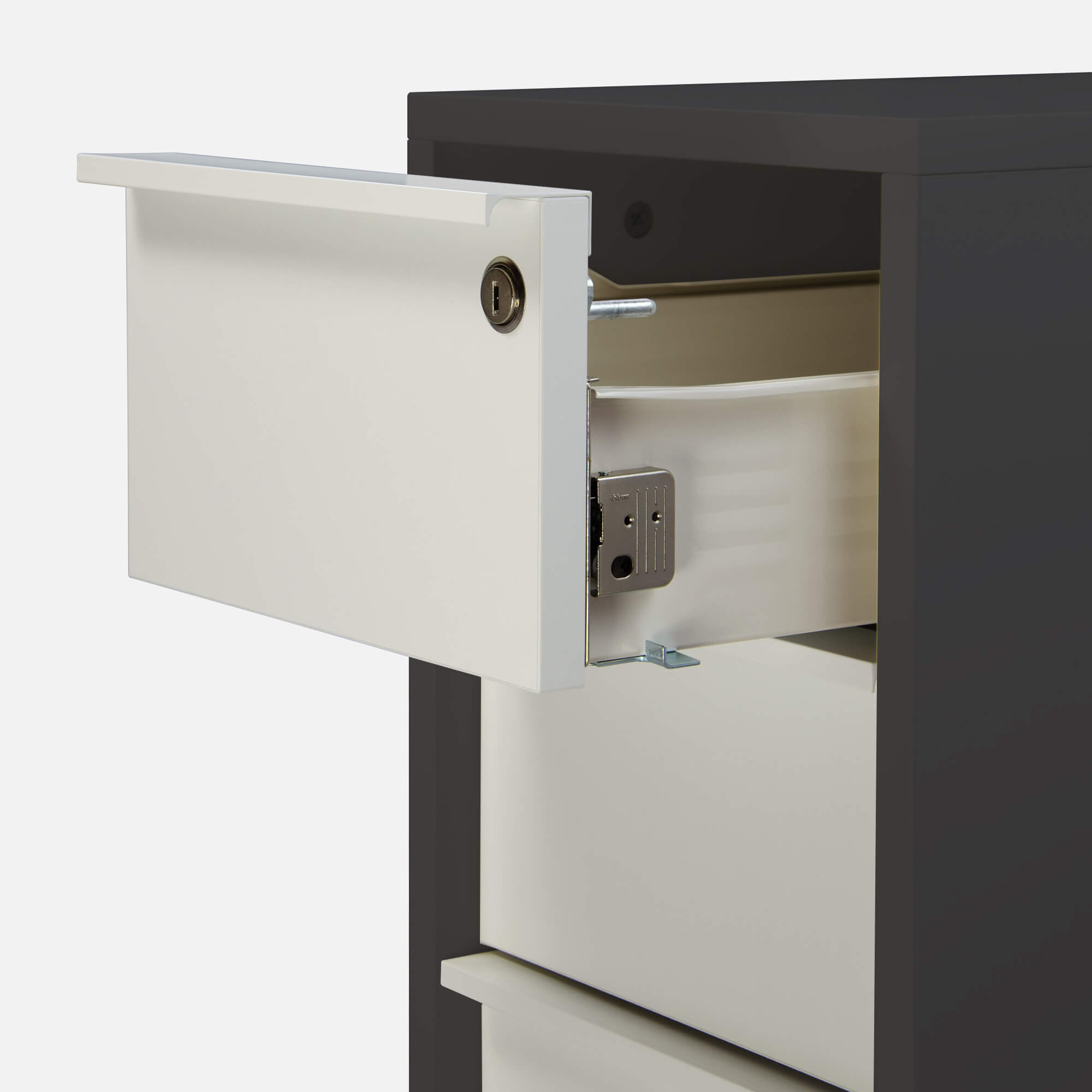 Rollcontainer NOVA extra schmal 600 mm tief Anthrazit-Weiß 3 Schubladen ...