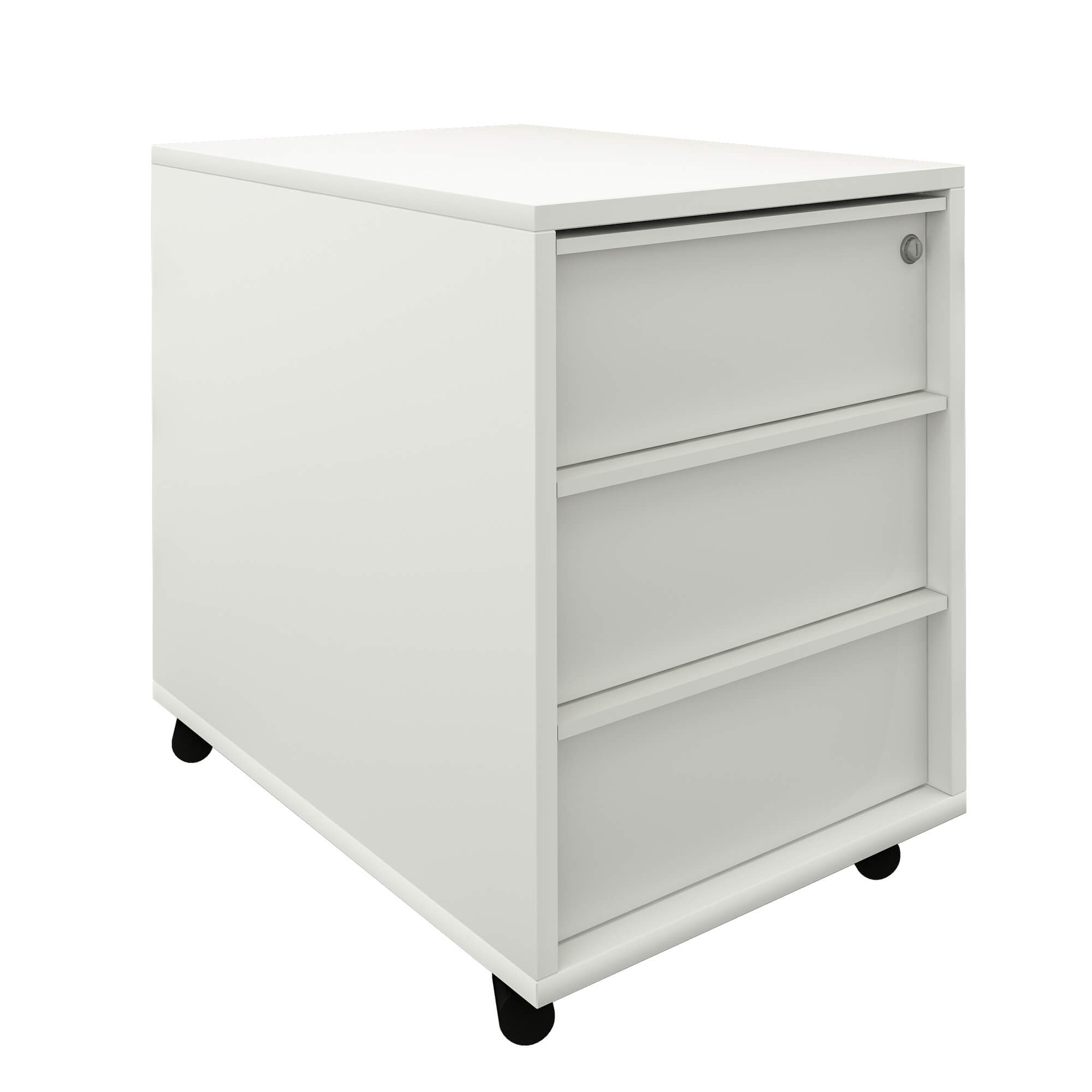 Rollcontainer NOVA 600 mm tief Weiß 3 Schubladen mit eleganter ...