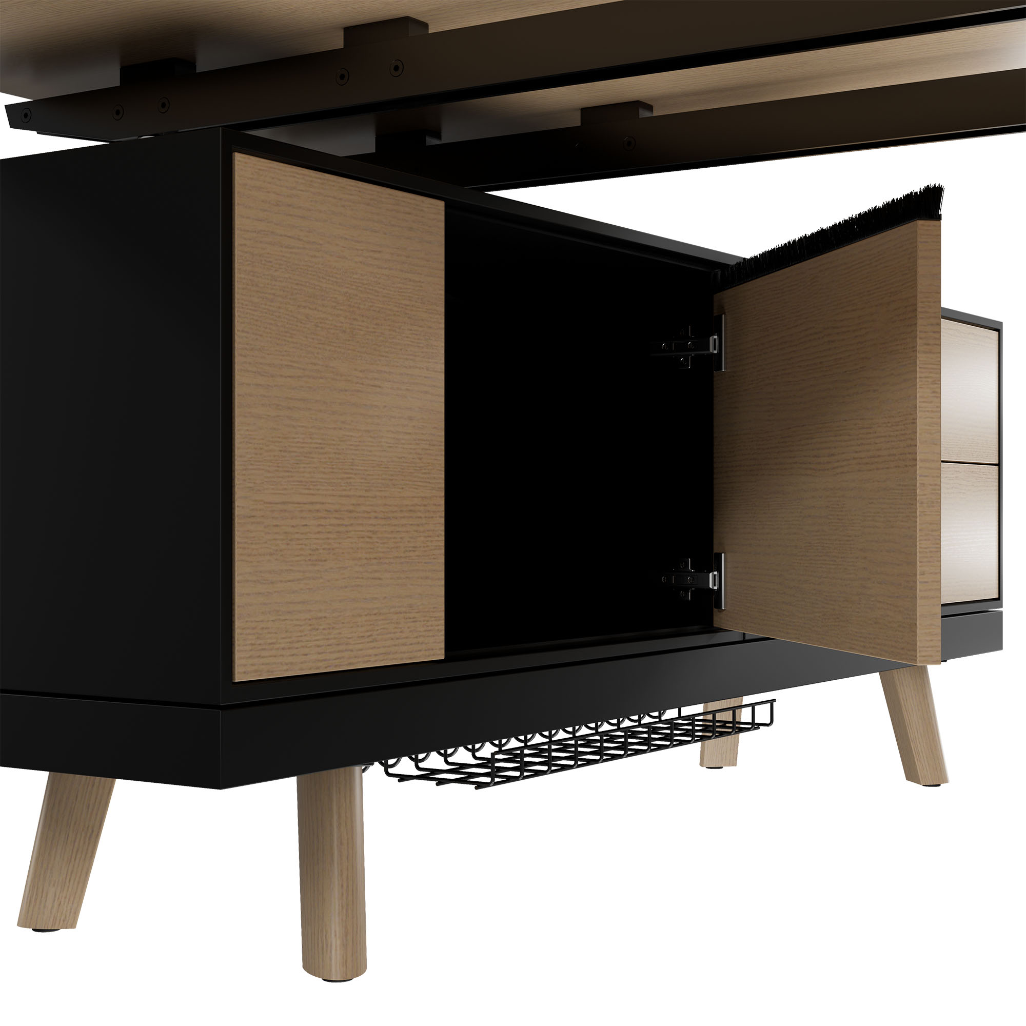 BRALCO RAIL Schreibtisch | 1800 - 2400 mm, integriertes Lowboard ...